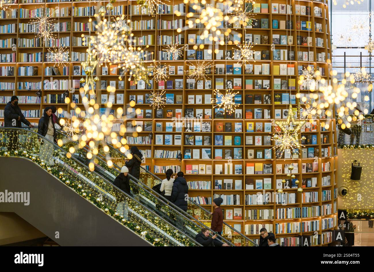 A Byeolmadang Library, a tourist attraction at COEX Mall in Seoul, is ...