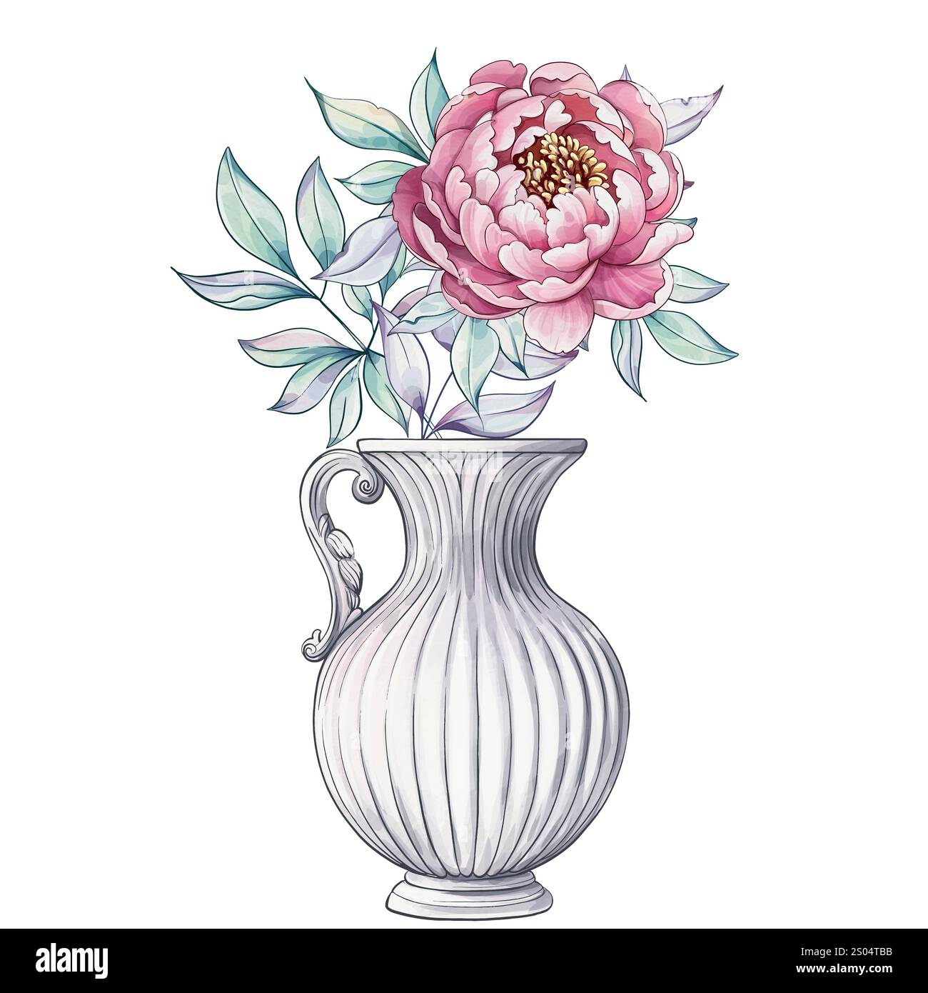 Peony flower in vase Stock Vector Images - Alamy