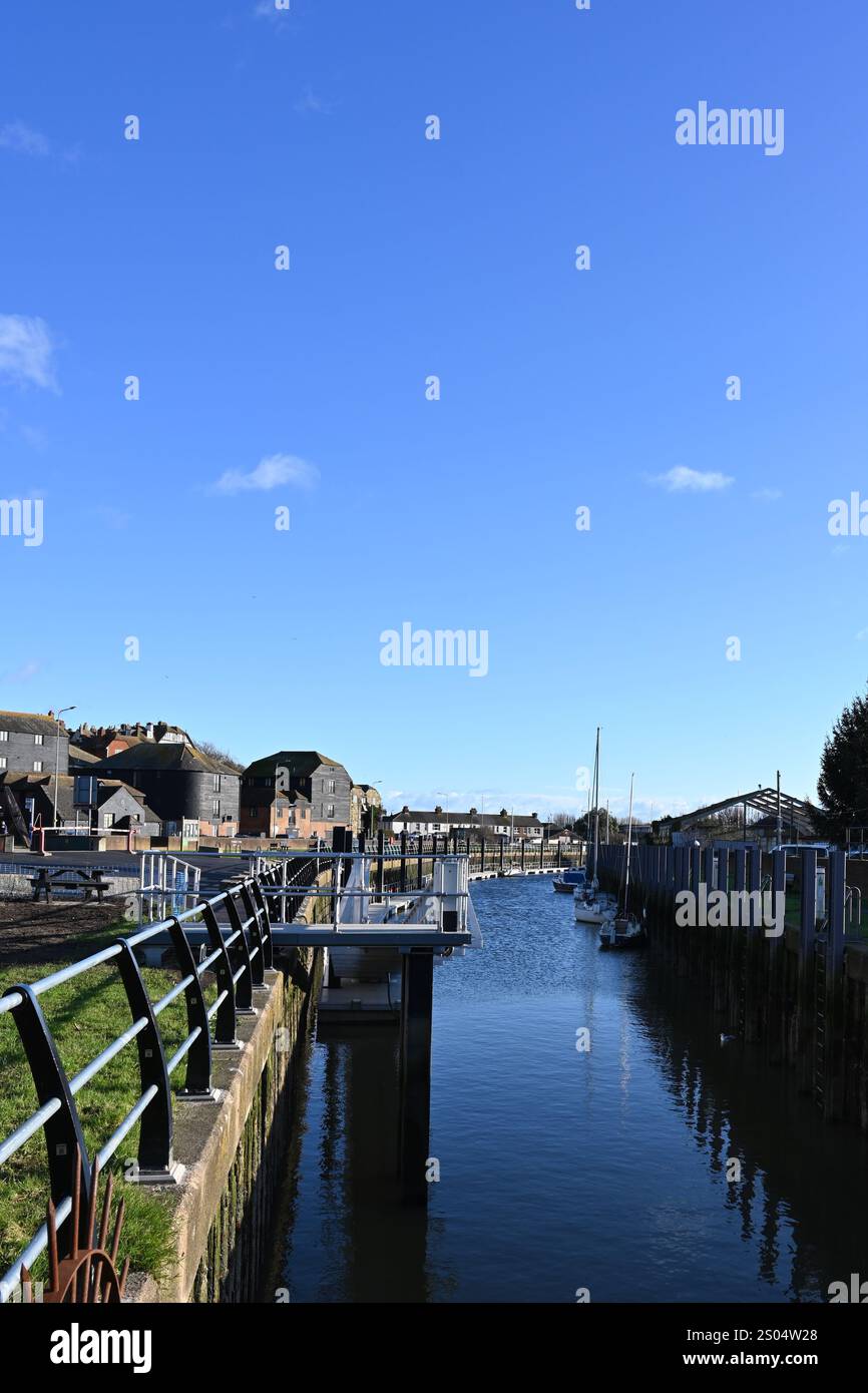 Rye harbour and Rye town lining the river bank Stock Photo - Alamy