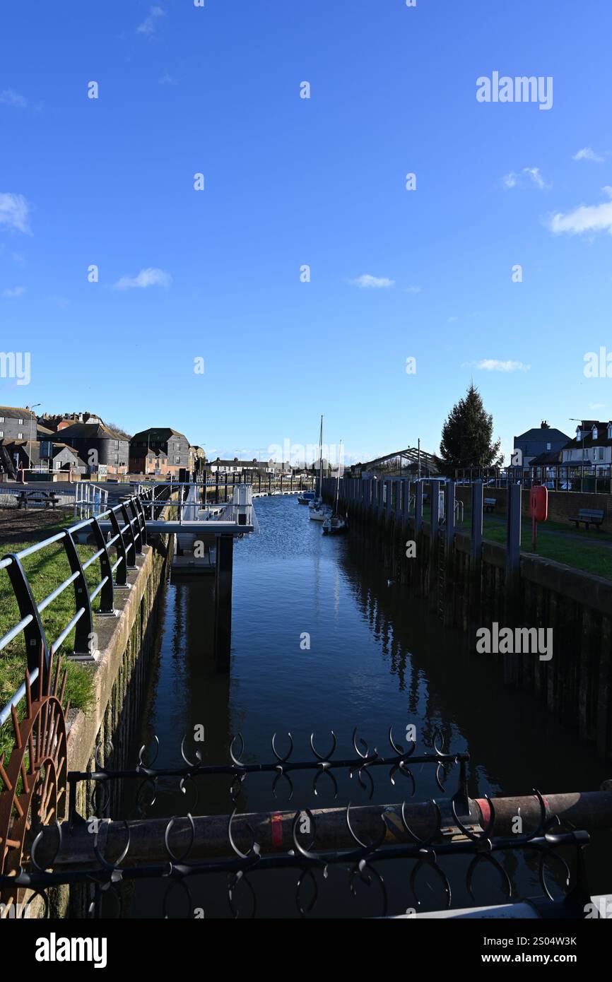 Rye harbour and Rye town lining the river bank Stock Photo - Alamy