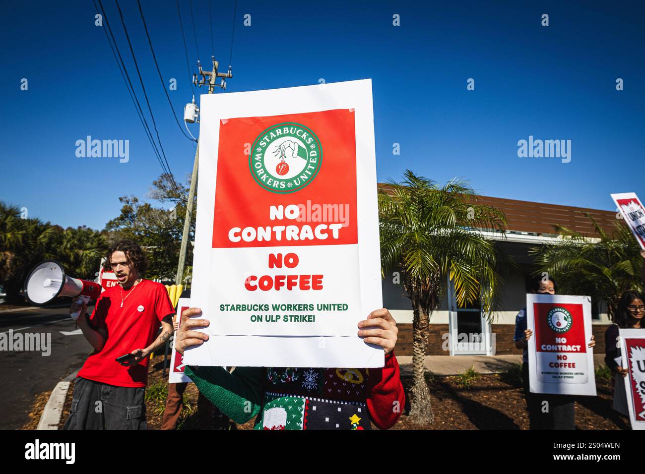 Tampa, Florida, USA. 24th Dec, 2024. Starbucks Workers United union ...