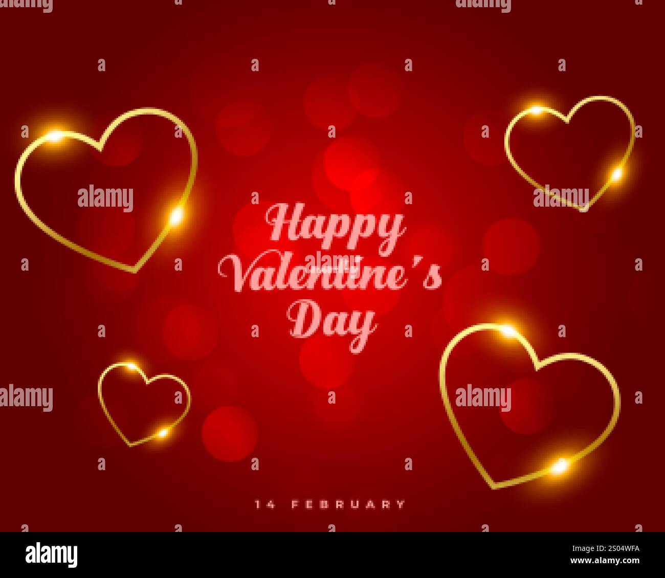 happy valentines day golden floating hearts design Stock Vector Image ...