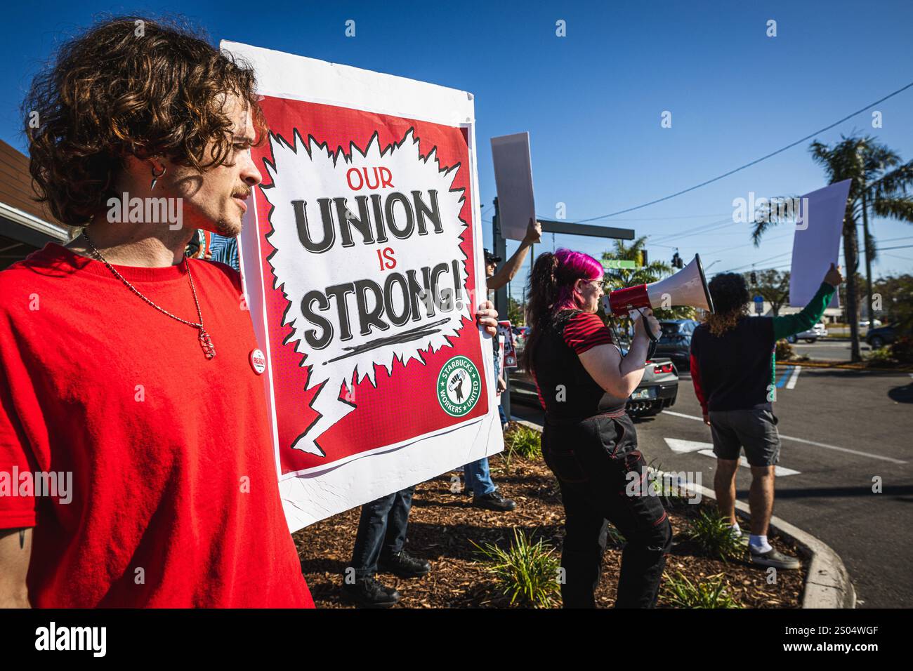 Tampa, Florida, USA. 24th Dec, 2024. Starbucks Workers United union ...