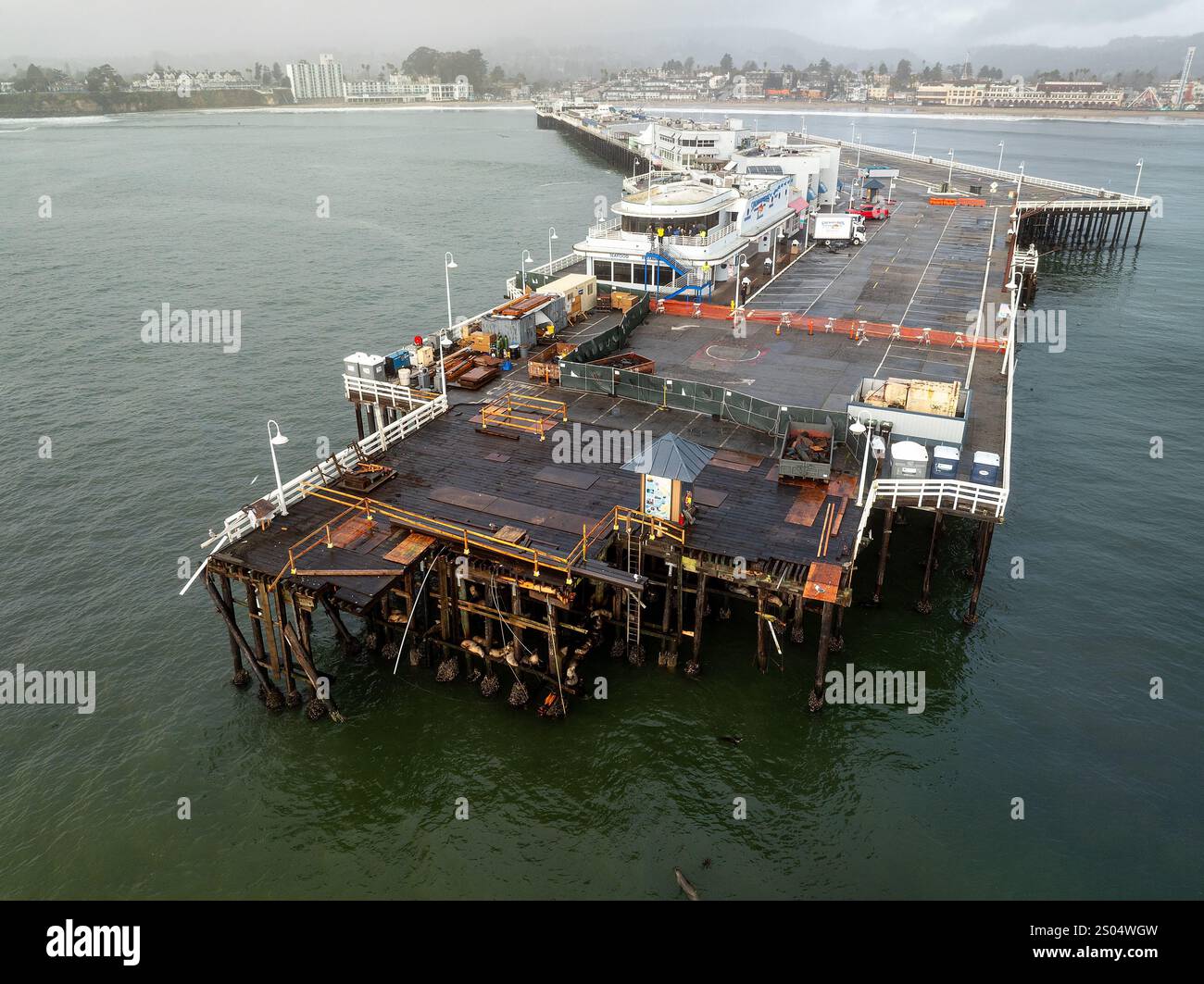 SANTA CRUZ, CA - DECEMBER 24: Aerial photo shows aftermath of the pier ...