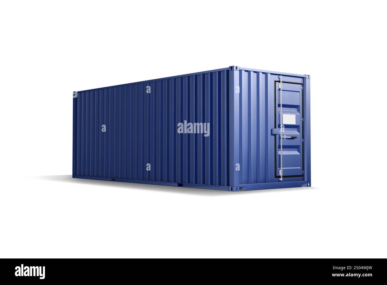 Blank blue steel cargo container mockup, half-turned view, 3d rendering ...