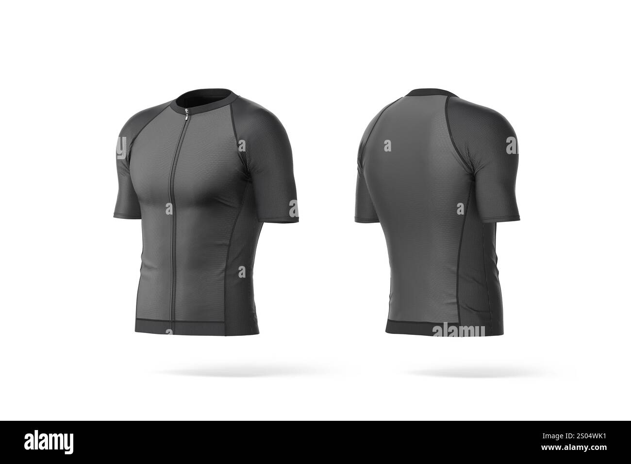 Blank black cycling zip jersey mockup, side and back view, 3d rendering ...