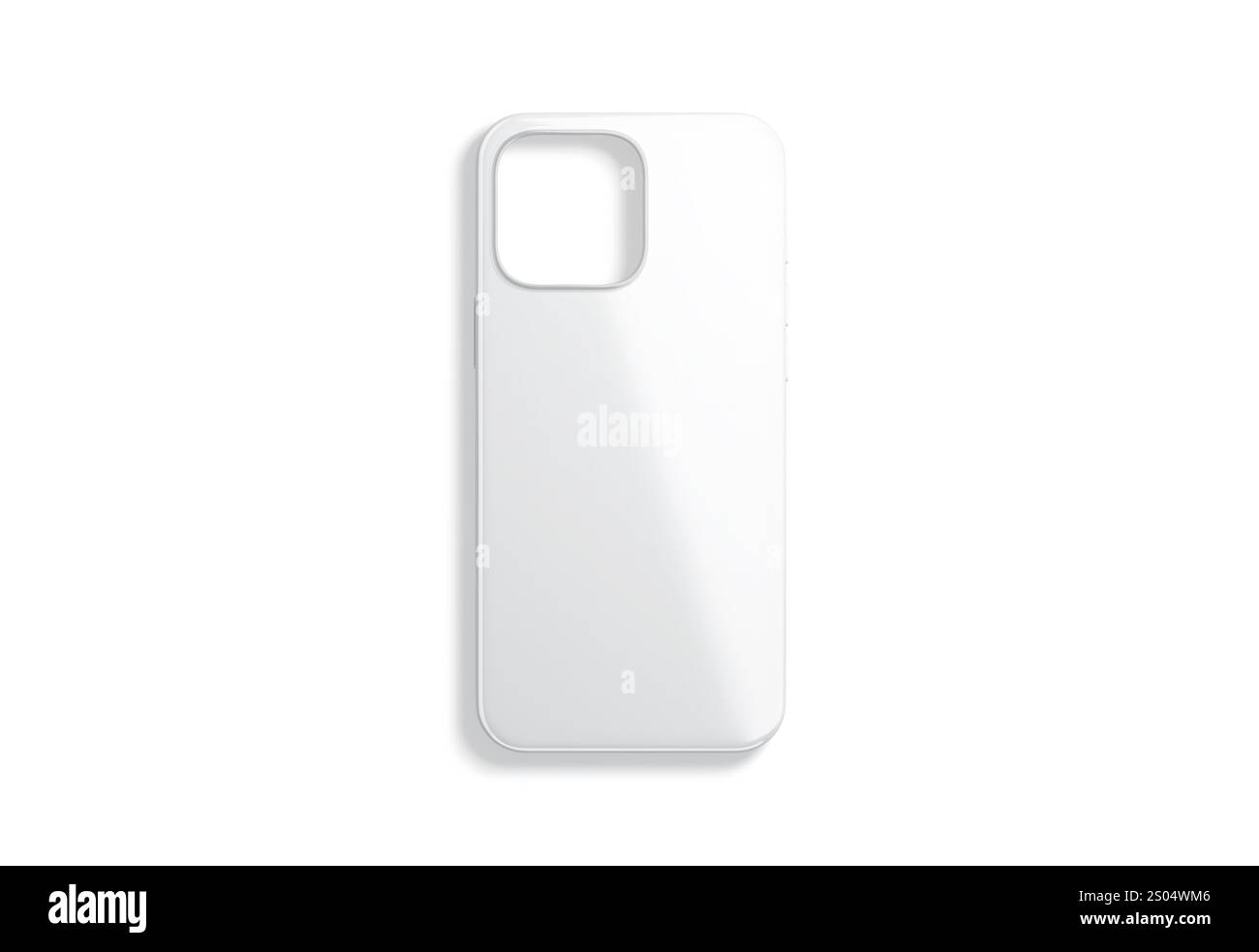 Blank white glossy phone case mockup, top view, 3d rendering. Empty ...