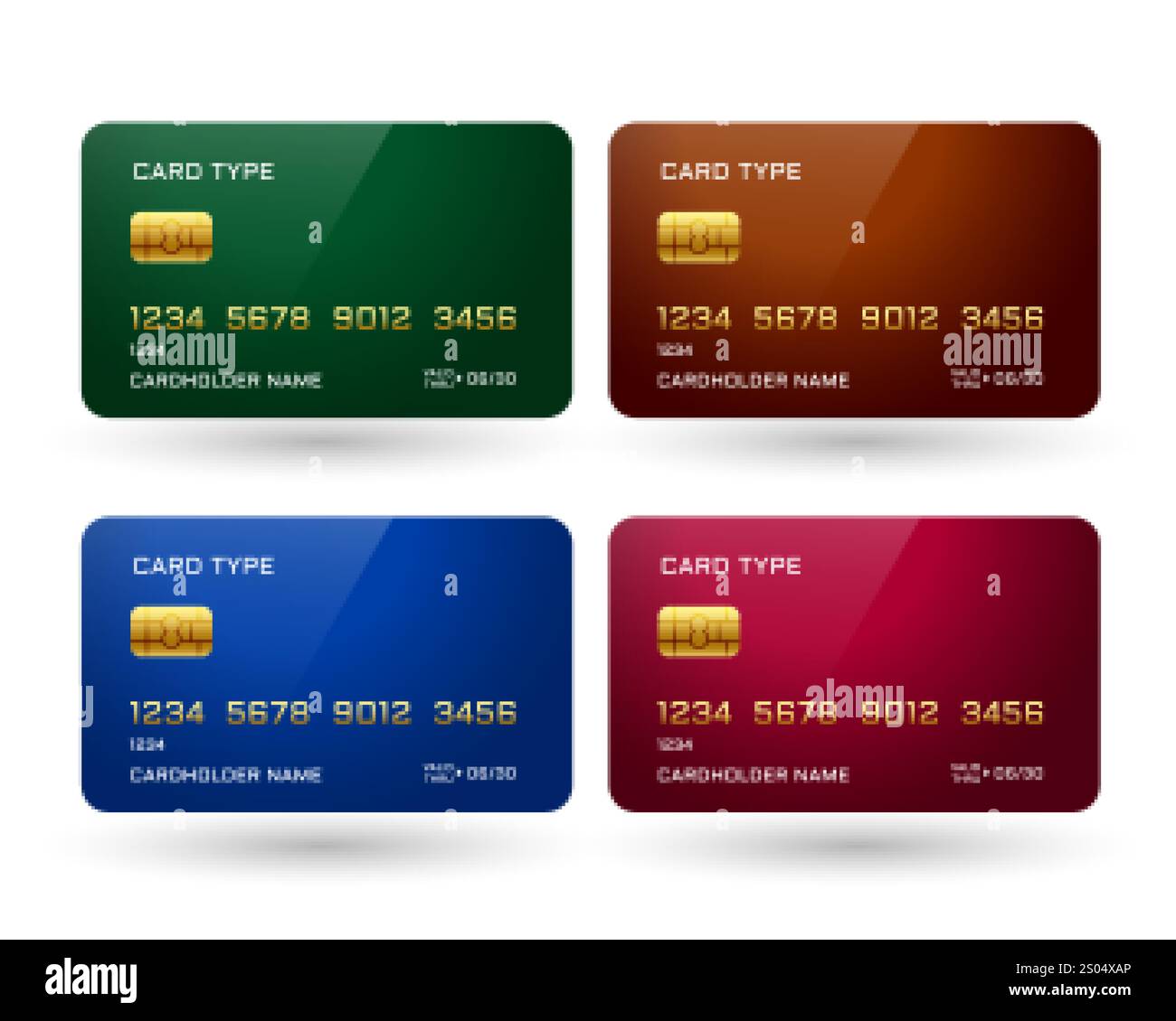 four credit cards mockup in different colors Stock Vector Image & Art ...