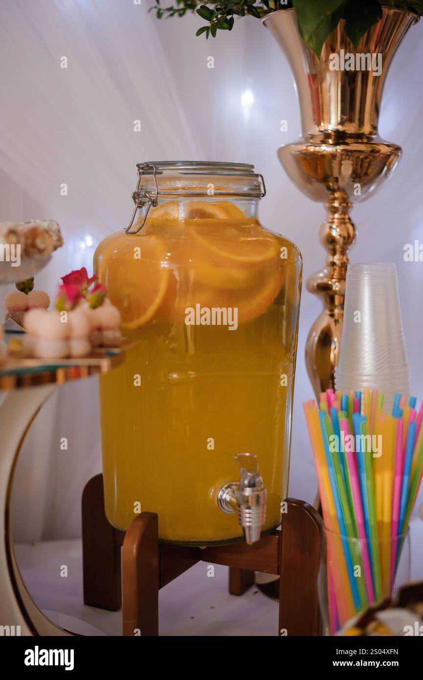 Refreshing Citrus Beverage Display at an Elegant Event Stock Photo - Alamy