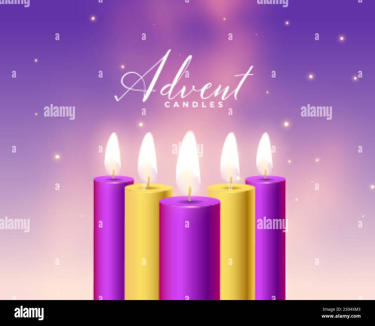 five advent candles in purple and golden color Stock Vector Image & Art ...