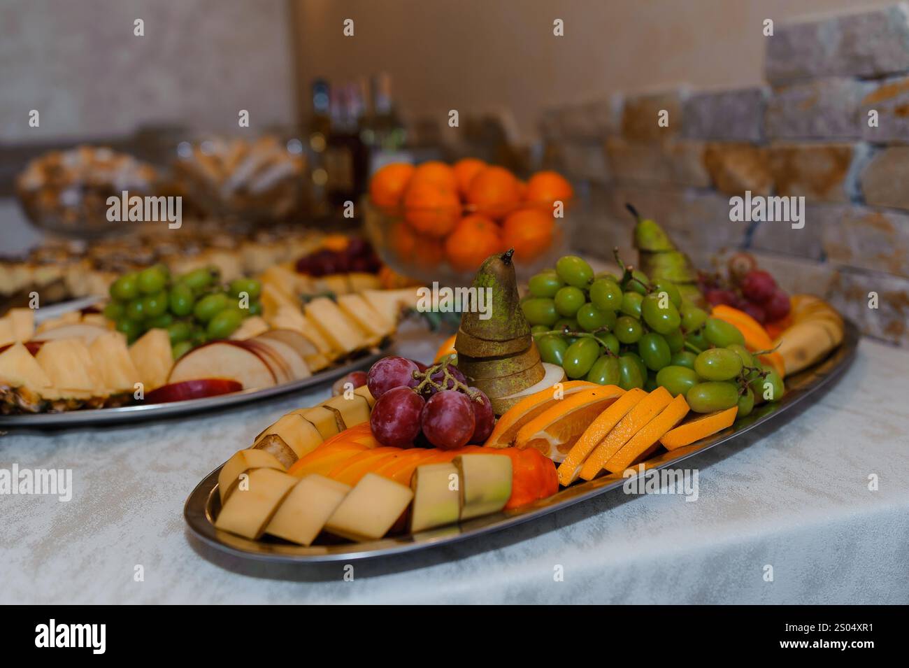 Colorful Fruit Platter Arrangement with Fresh Seasonal Fruits Stock ...