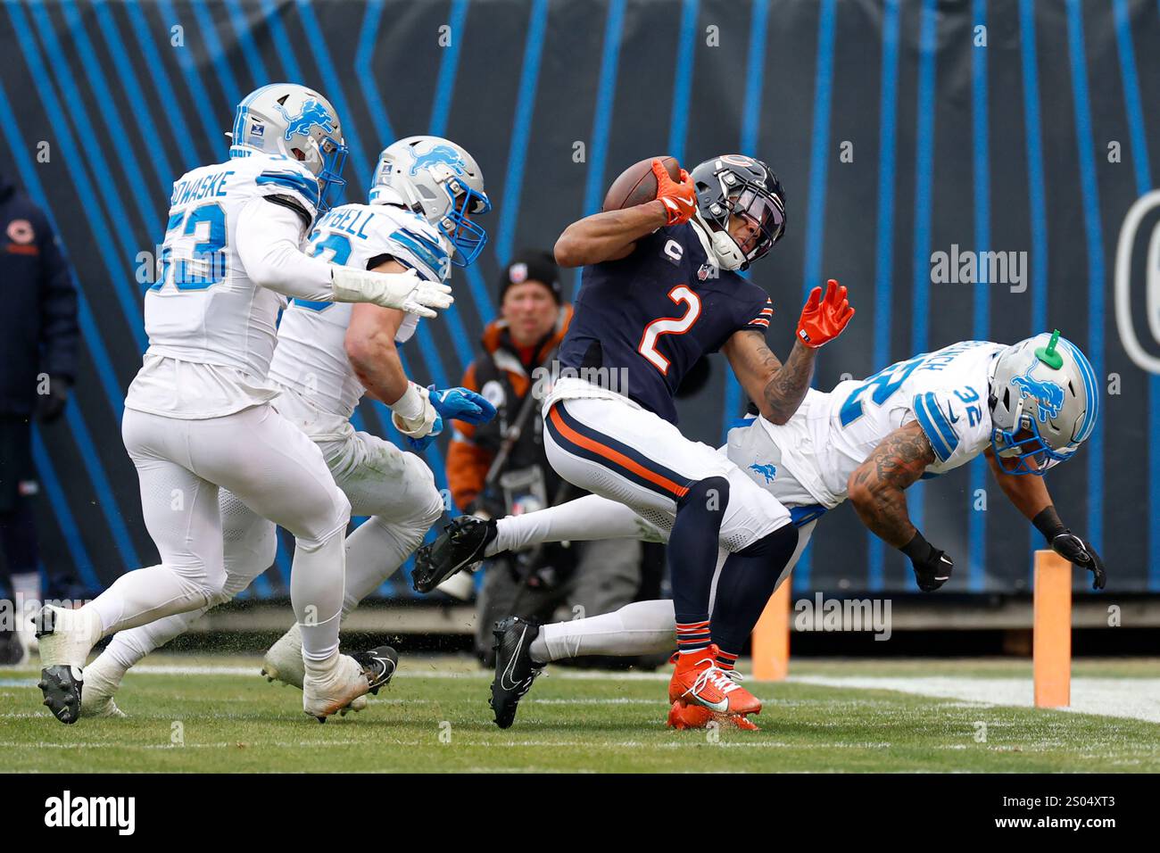 Detroit Lions linebacker Trevor Nowaske (53), cornerback Morice Norris (40) and safety Brian ...
