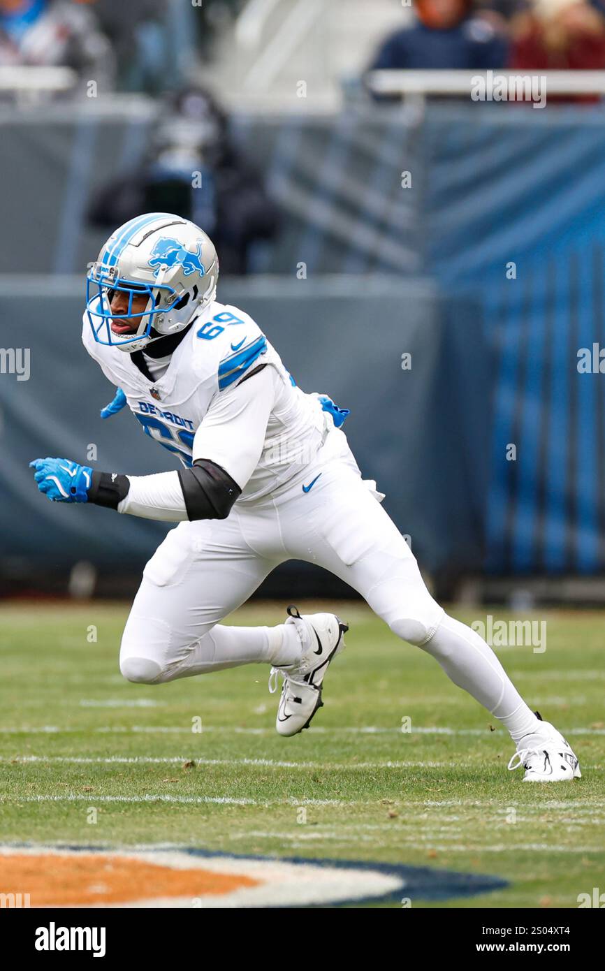 Detroit Lions linebacker Al-Quadin Muhammad (69) runs on the field ...