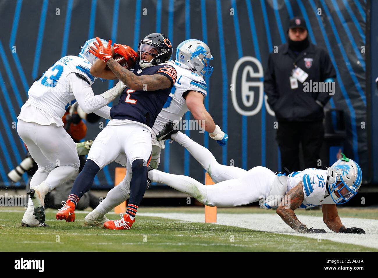 Detroit Lions linebacker Trevor Nowaske (53), cornerback Morice Norris (40) and safety Brian ...
