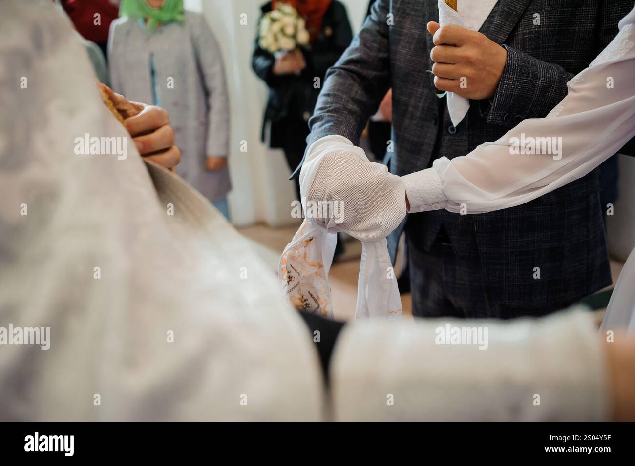 Traditional Wedding Ceremony Ritual with Intertwined Hands Stock Photo ...