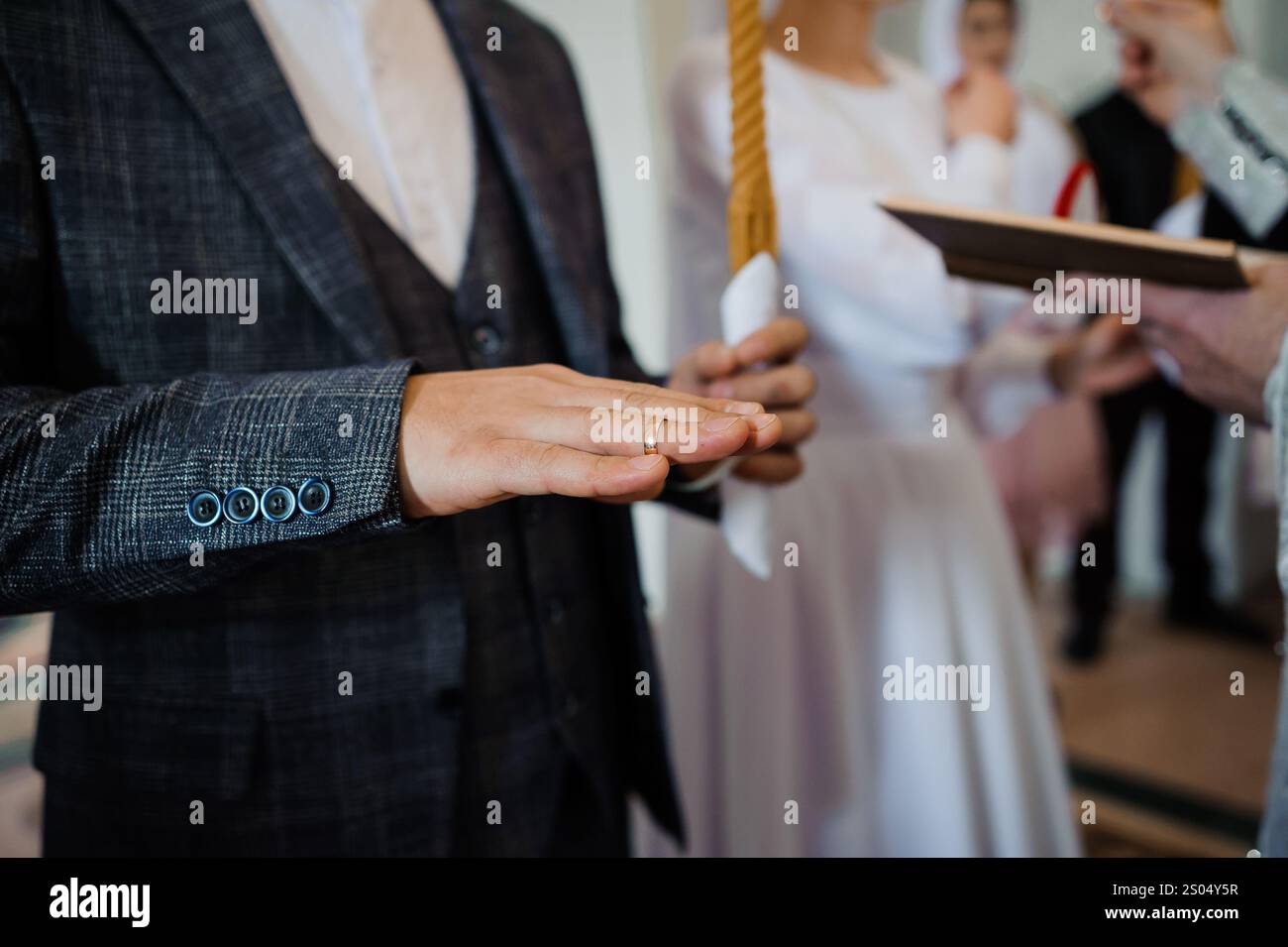 Wedding Ceremony with Exchanging of Rings Stock Photo - Alamy