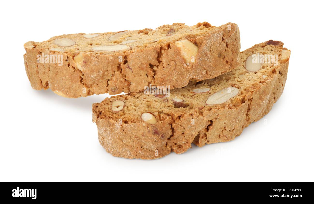 Traditional Italian almond biscuits (Cantucci) isolated on white Stock ...