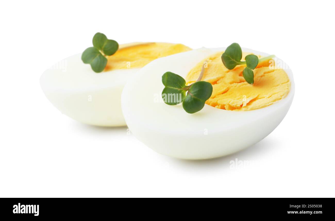 Boiled egg halves yellow Cut Out Stock Images & Pictures - Alamy