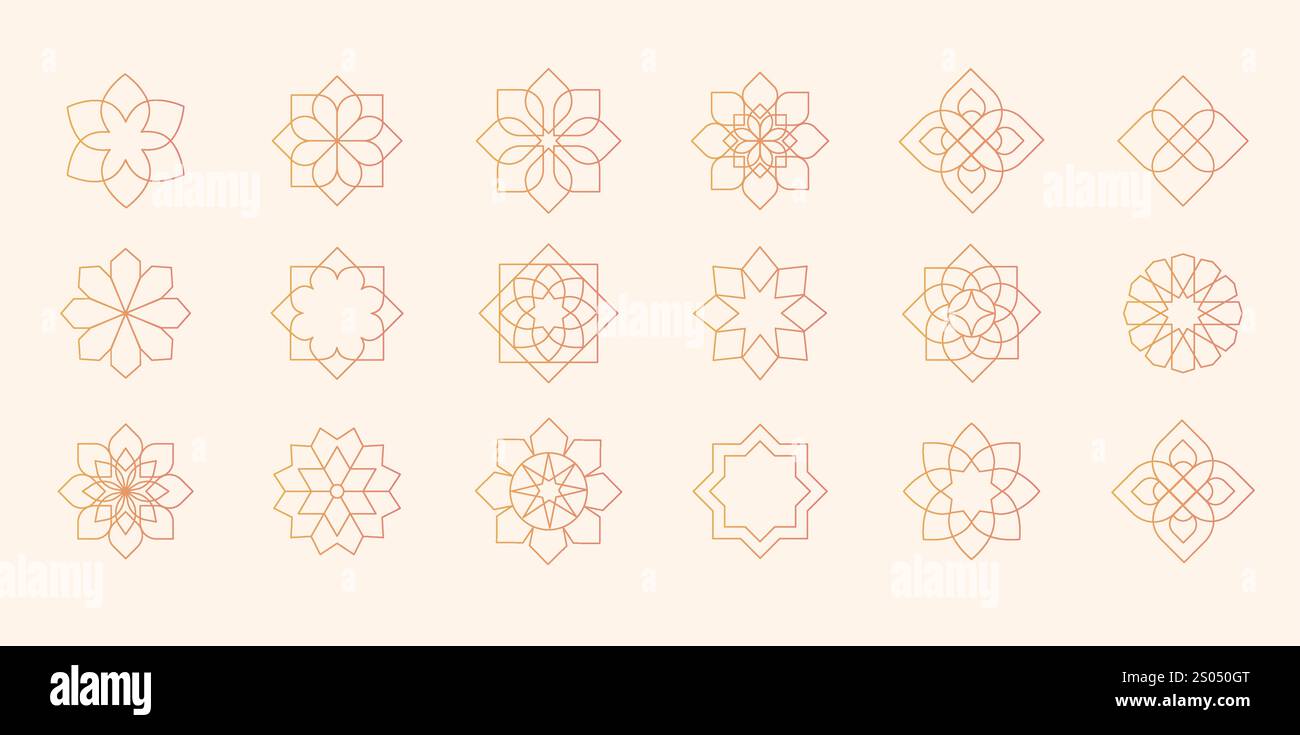 Collection of Arabic oriental floral vector elements. Traditional ...
