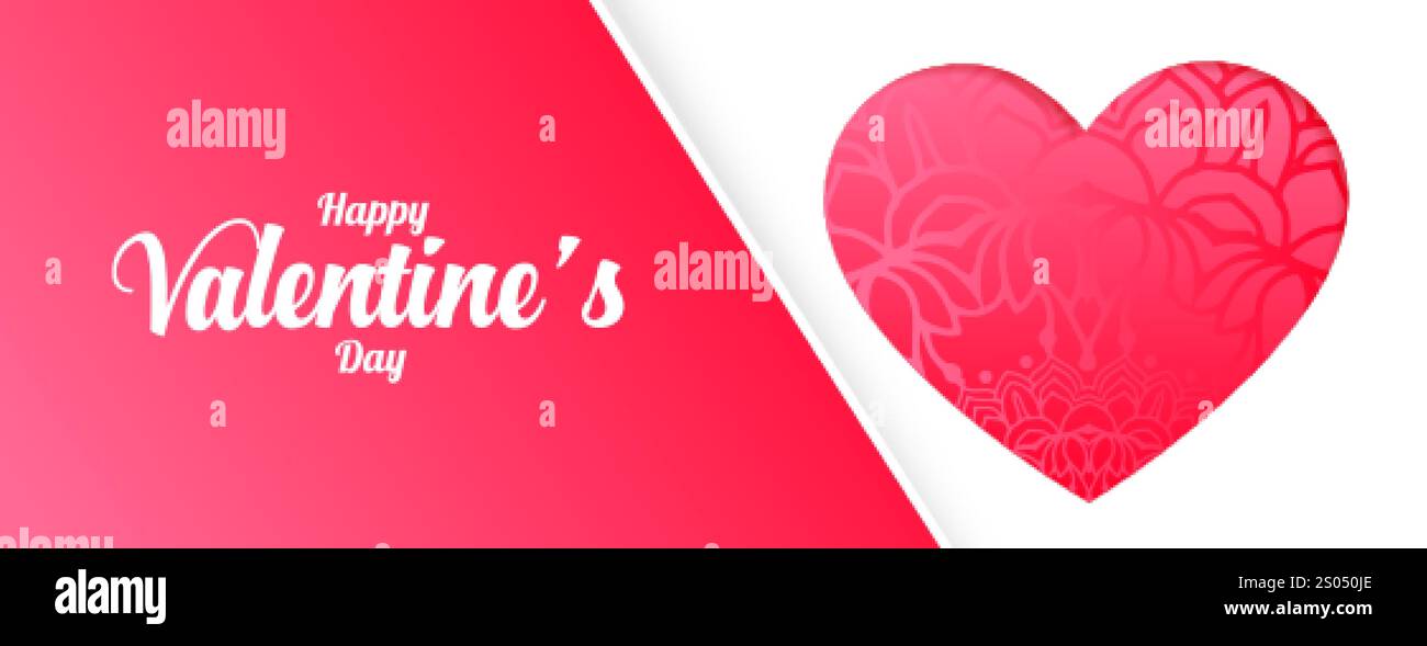 happy valentines day pink heart greeting banner design Stock Vector ...