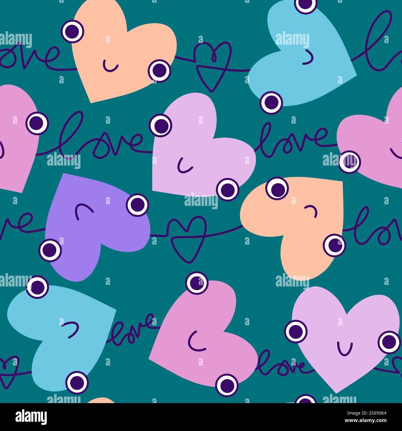 Valentine love hearts seamless 14 February pattern for wrapping paper ...