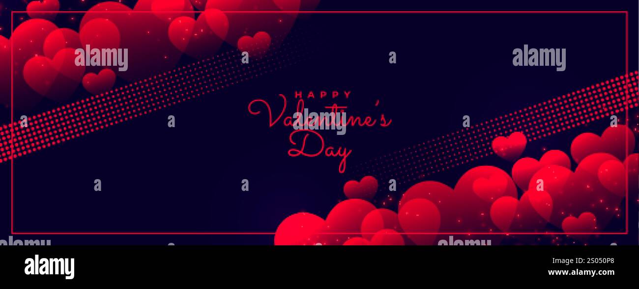 happy valentines day dark glowing banner design Stock Vector Image ...