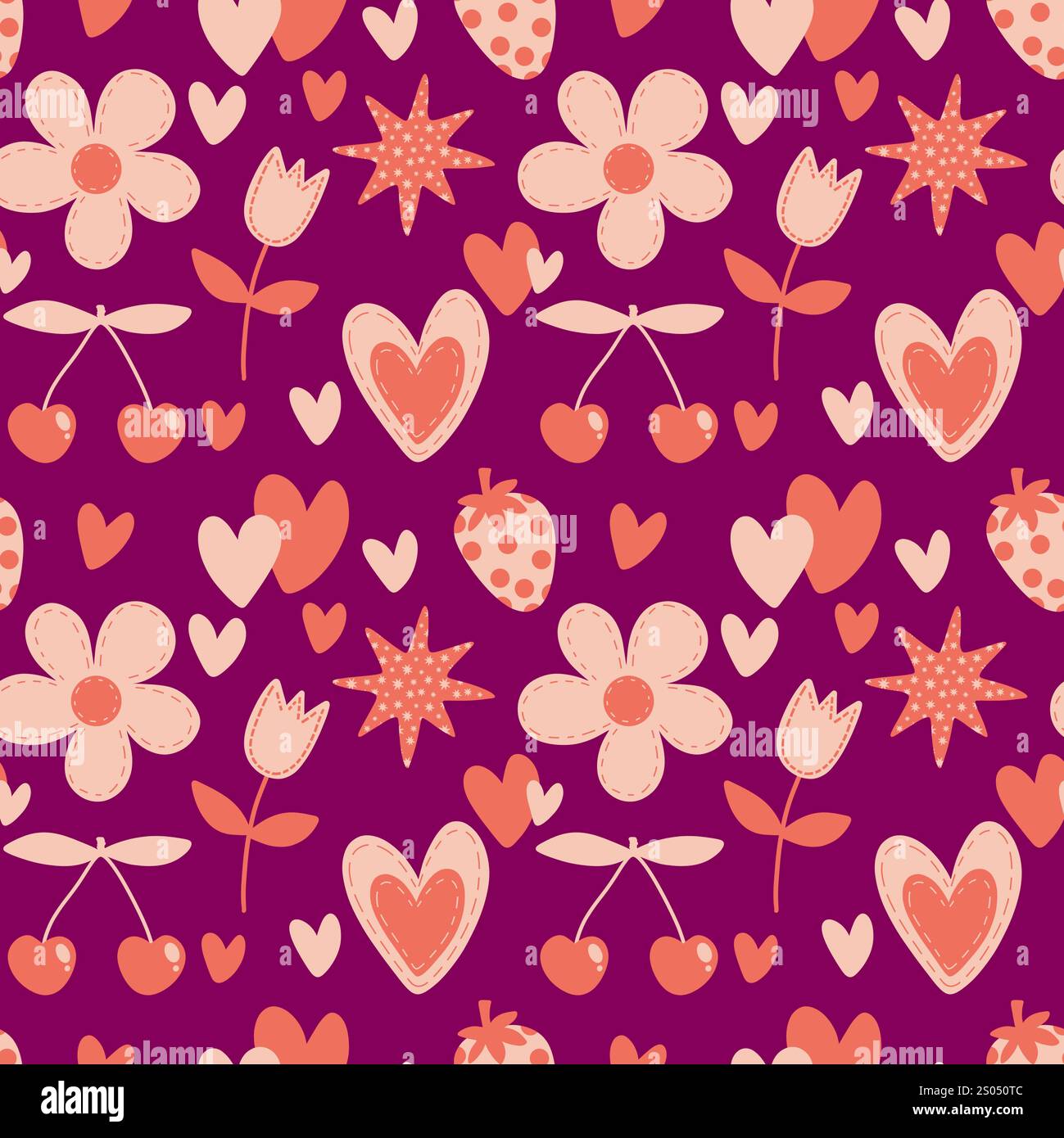 Valentine love hearts seamless 14 February pattern for wrapping paper ...