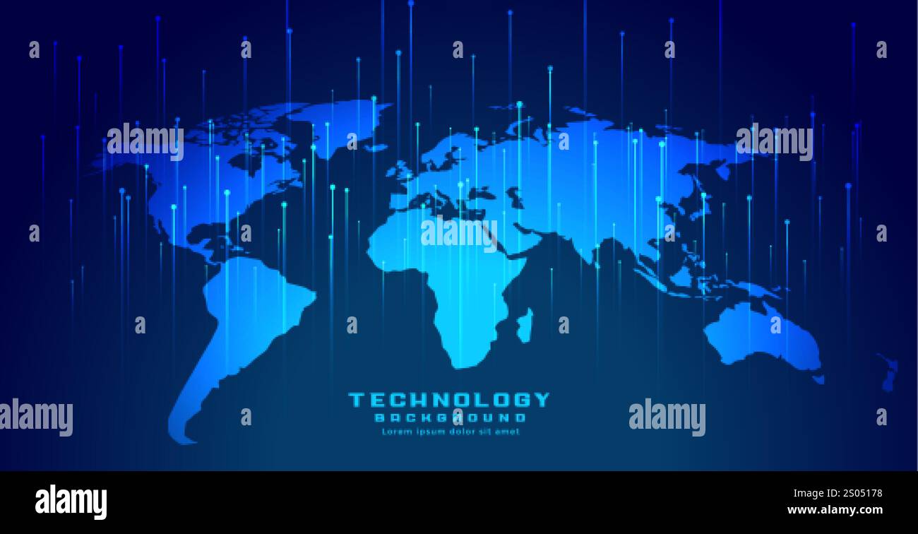 global world map with digital verticle lines Stock Vector Image & Art ...