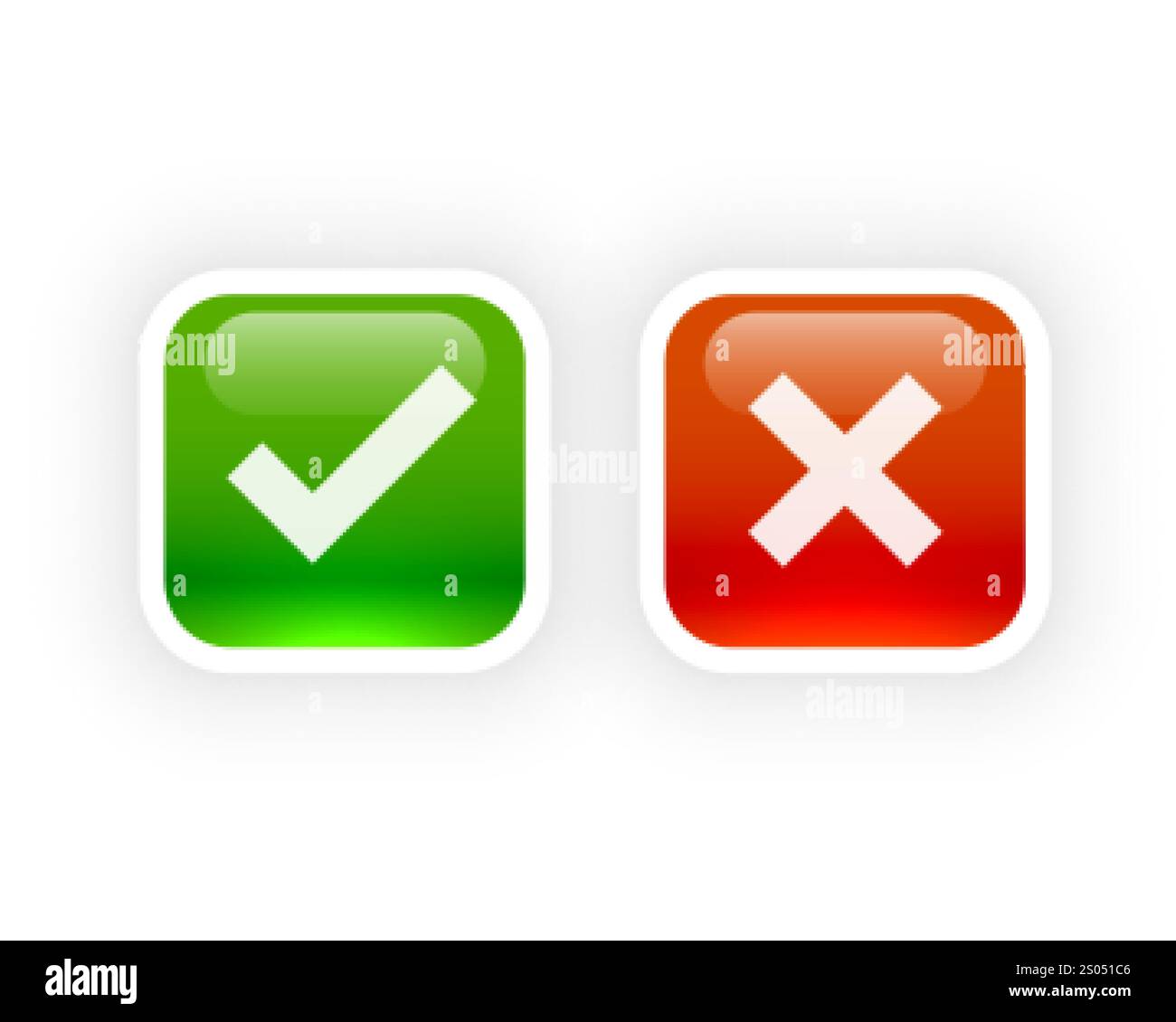shiny button style check mark and cross symbols Stock Vector Image ...
