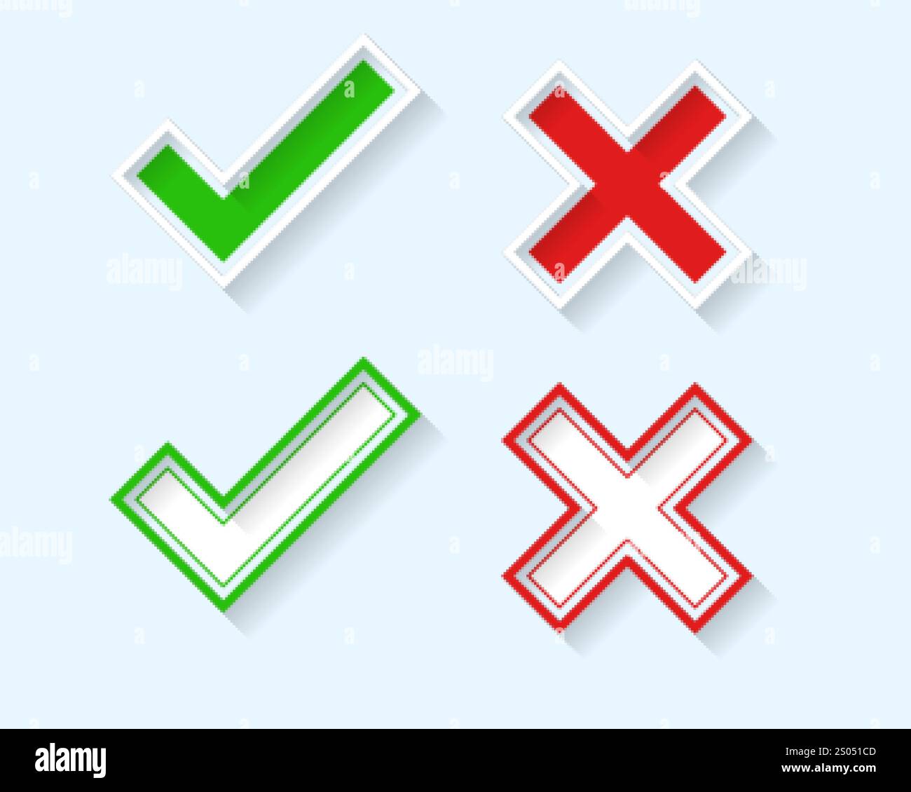 3d check mark and cross symbols set Stock Vector Image & Art - Alamy