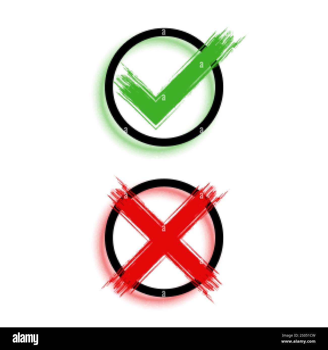 grunge style checkmark and cross symbol design Stock Vector Image & Art ...