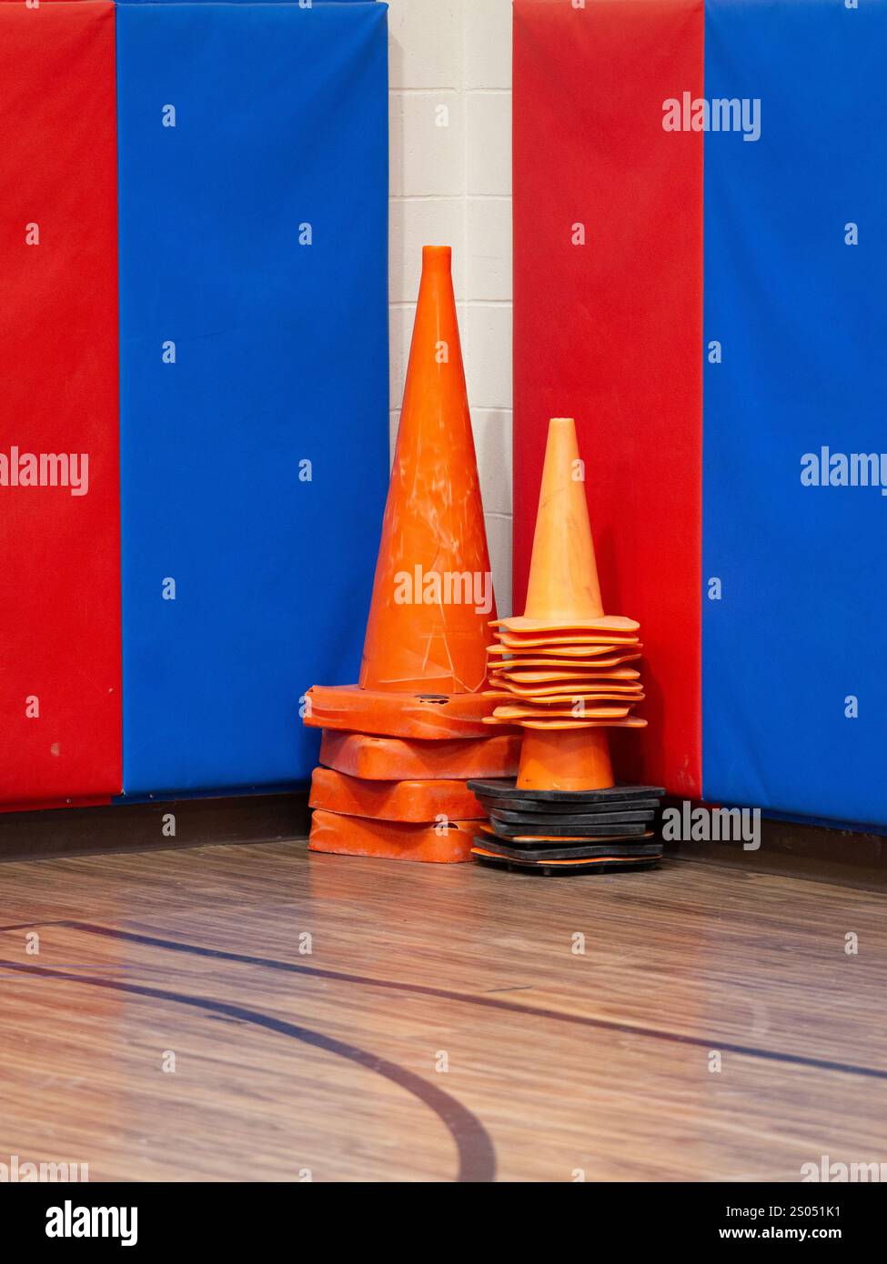 School Gymnasium Sports Cones Equipment Stock Photo - Alamy