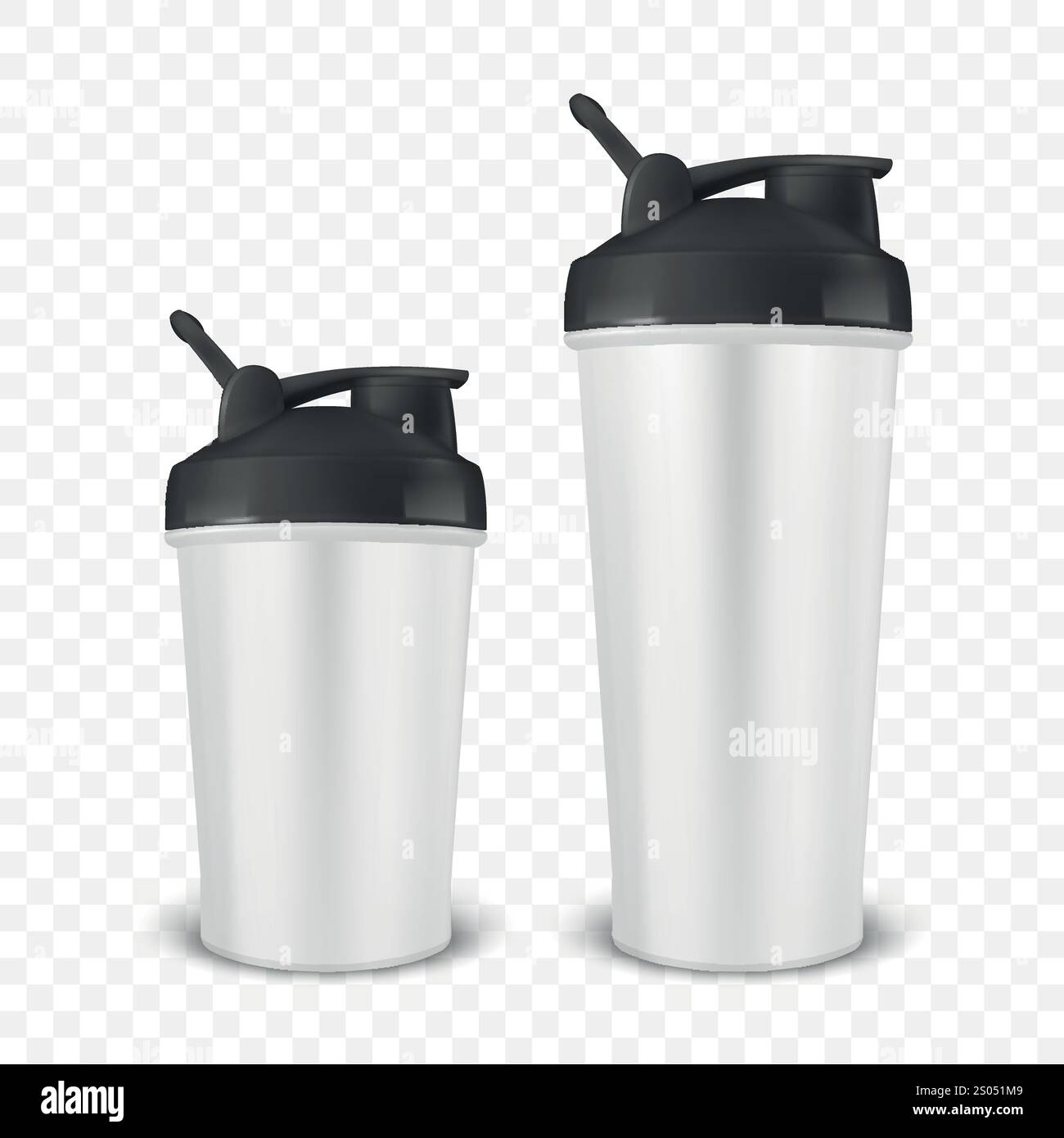 Vector Realistic 3D White Empty Glossy Metal Shaker Bottle With Black ...