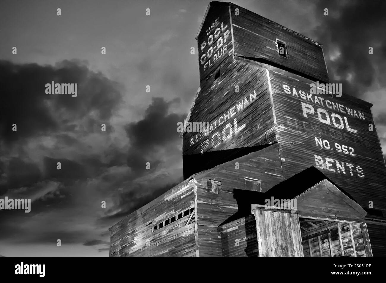Abandoned grain silo on farm Black and White Stock Photos & Images - Alamy
