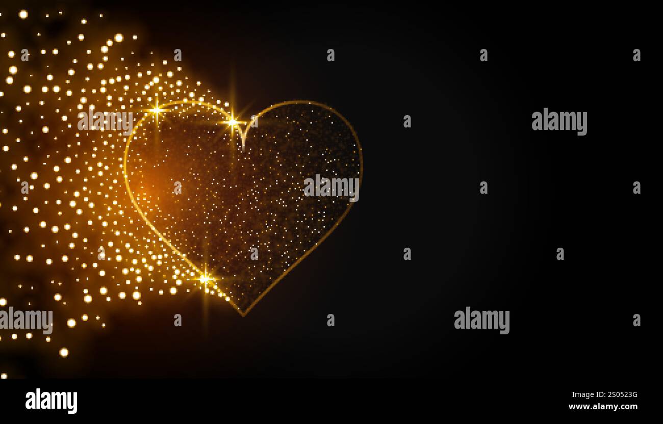 Sparkling heart golden glitter background Stock Vector Images - Alamy
