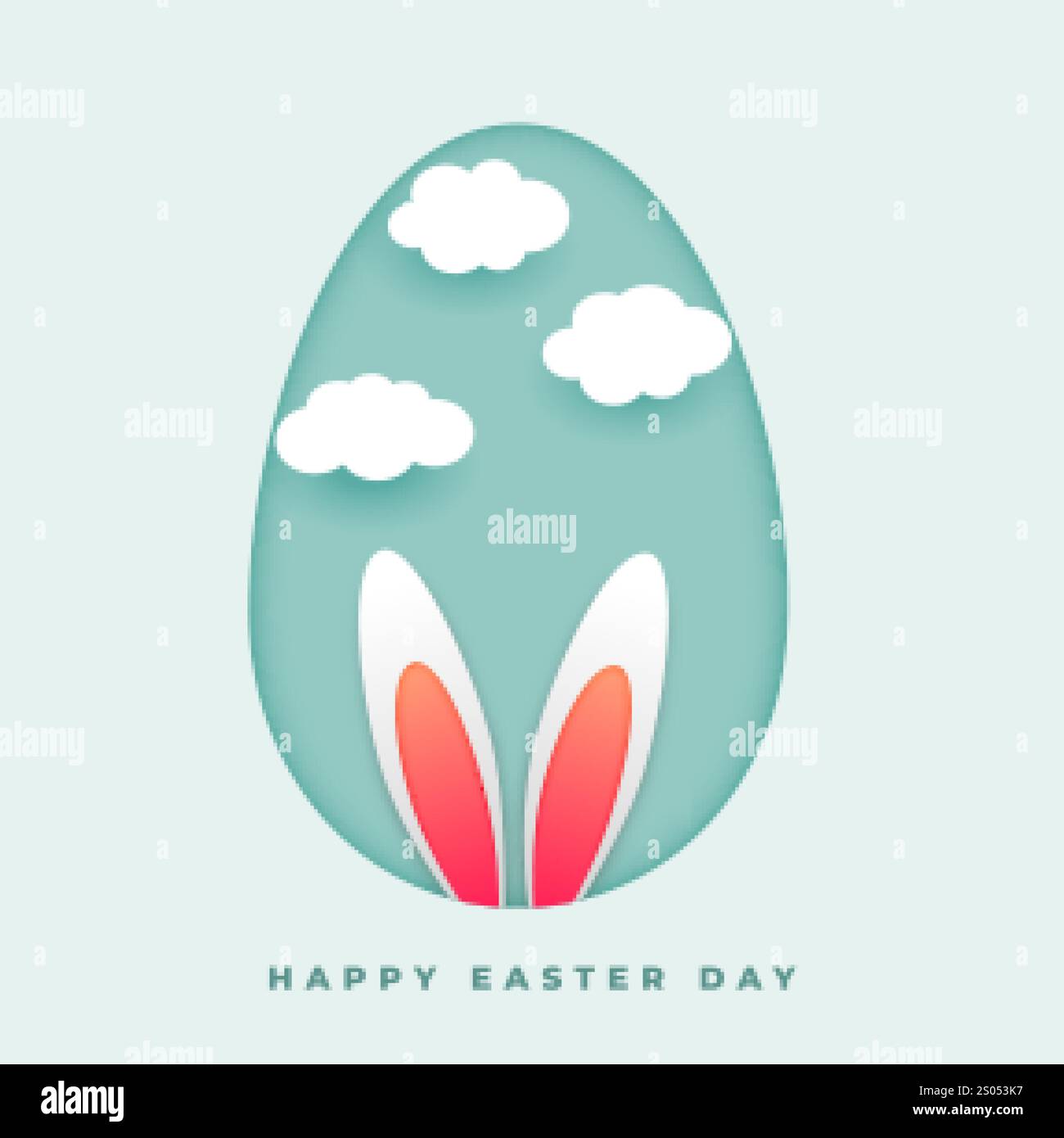 peeping bunny rabbit with clouds easter background Stock Vector Image ...
