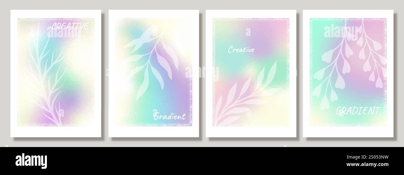 Abstract gradient posters set. Dynamic liquid shapes and patterns ...