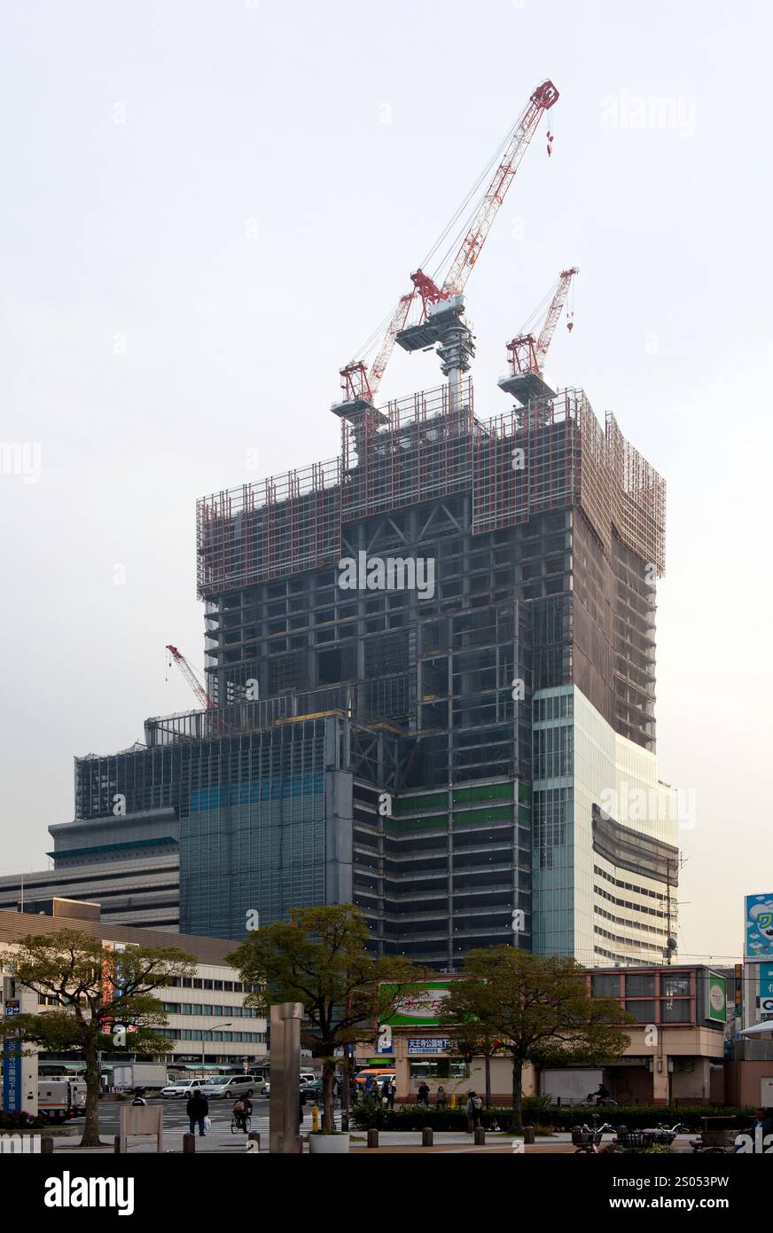 Abeno Harukas skyscraper under construction in Tennoji, Osaka in the ...