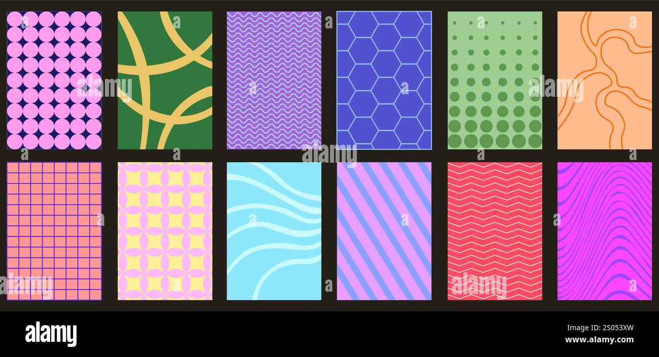 Set of textured posters. Hippie era. Abstract creativity and art. Back ...