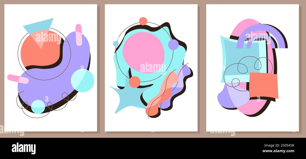 Groovy cartoon composition. Violet, orange and red spots. Vintage ...