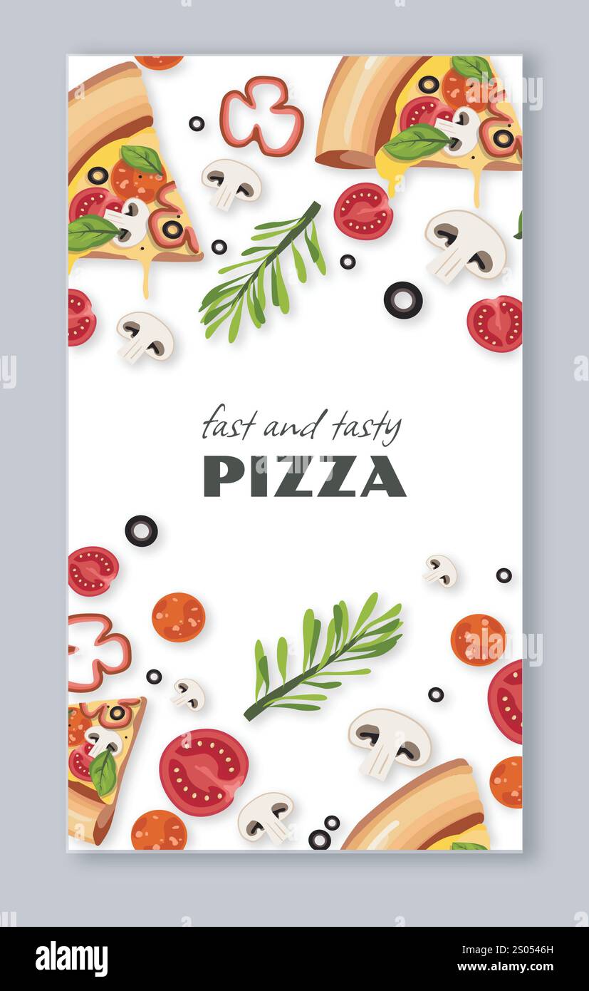 Italian pizza flyer. Poster with pizza ingredients. Traditional Italian ...