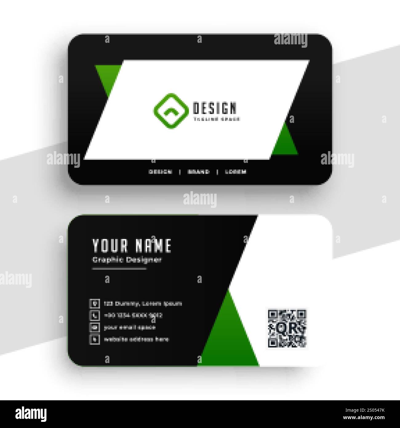 flat green theme business card design Stock Vector Image & Art - Alamy