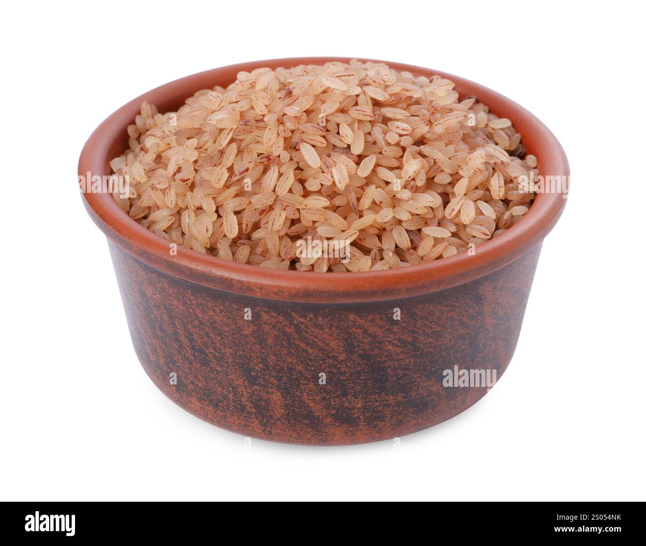 Raw organic matta rice in bowl isolated on white Stock Photo - Alamy