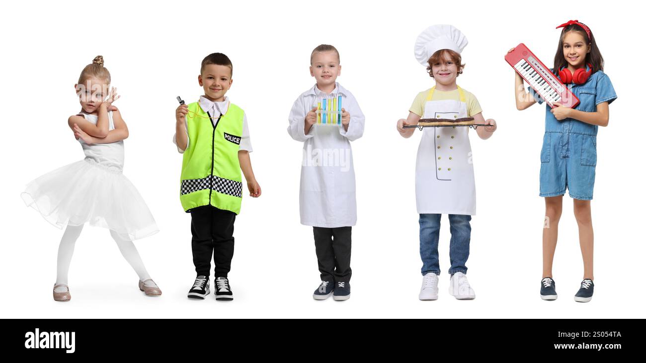 Future profession. Cute children copying people from different ...