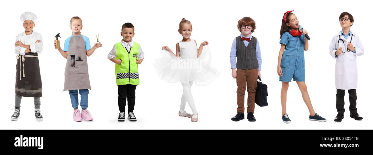 Future profession. Cute children copying people from different ...