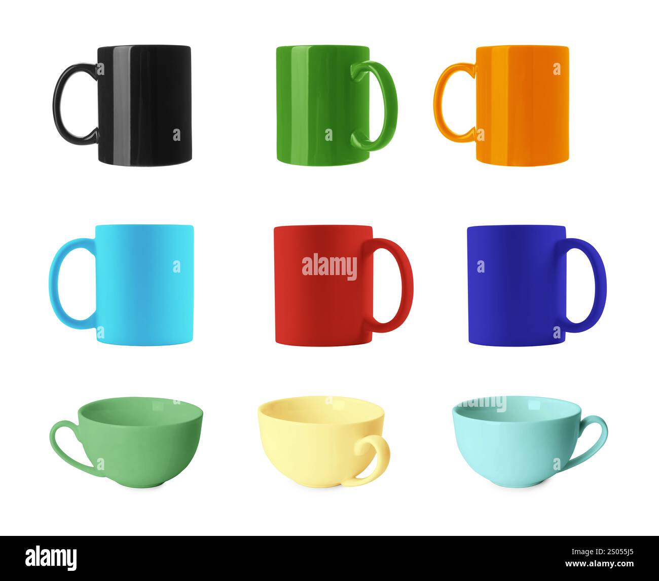 Blank cups isolated on white, set. Mockup for design Stock Photo - Alamy