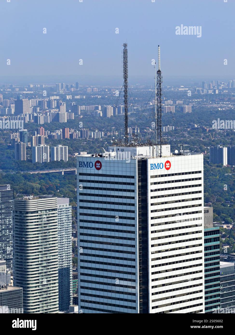 Toronto Canada / Aerial view of Toronto Skyline and Bank of Montreal ...