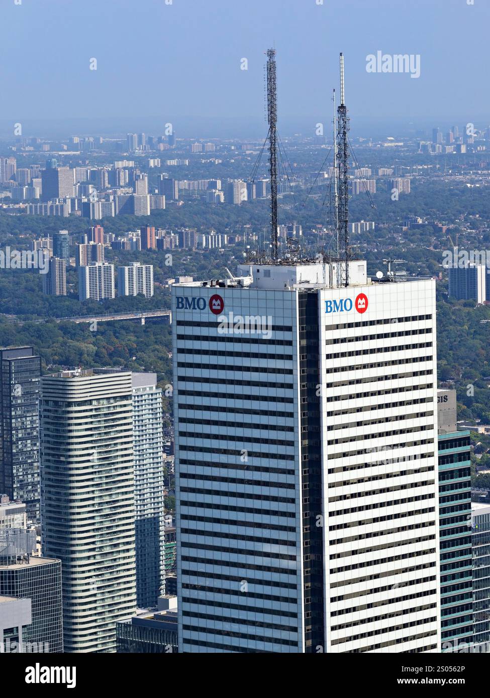 Toronto Canada / Aerial view of Toronto Skyline and Bank of Montreal ...