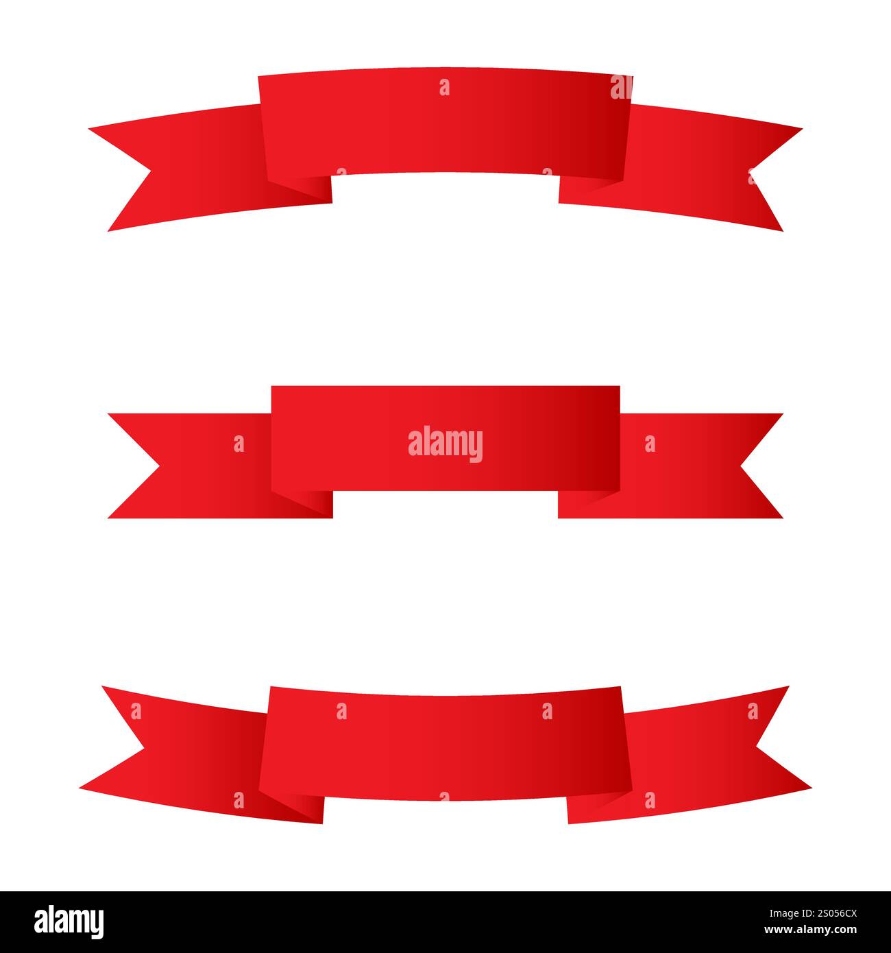 Red ribbon banners. Elegant decorative shapes. Bright red vector ...
