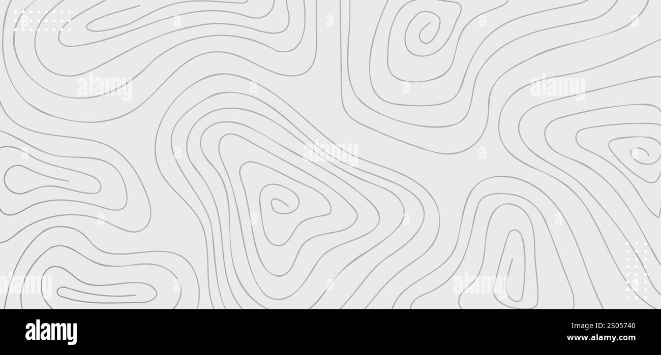 Abstract Wave Line Contours Map on Gray Background - Modern Vector ...